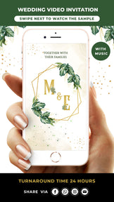 Greenery and Gold Wedding Digital Video Invitation – Crsti Custom Designs