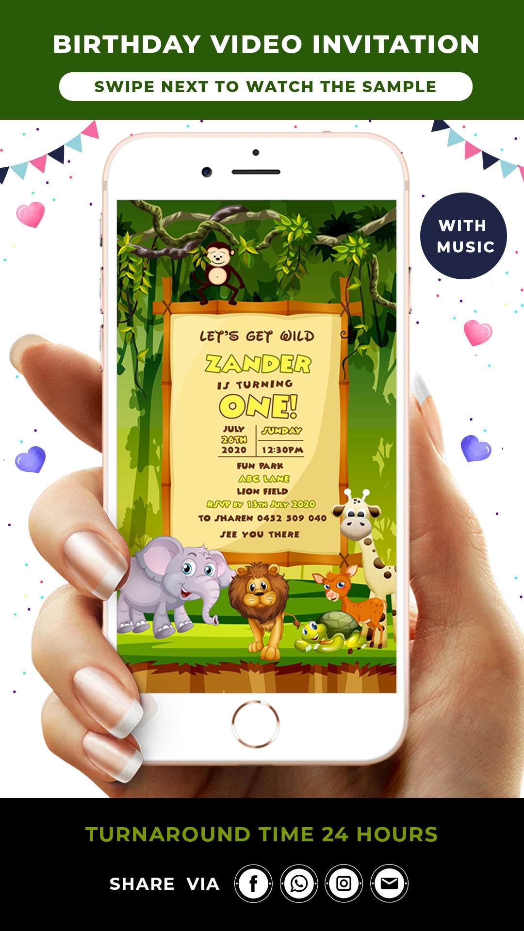 Jungle Safari Birthday Video Invitation – Crsti Custom Designs