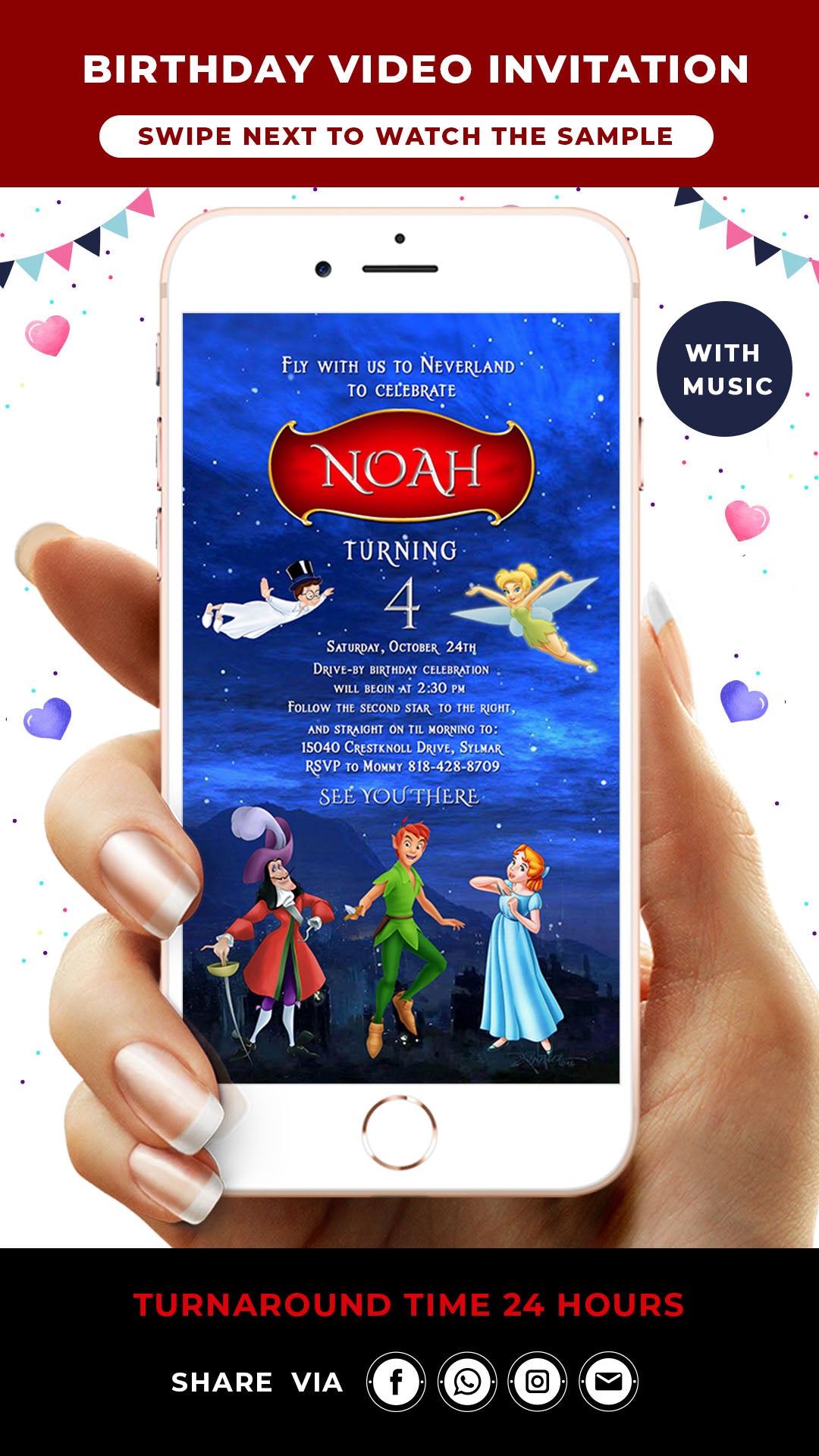 Peter Pan Birthday Video Invitation – Crsticustomdesigns