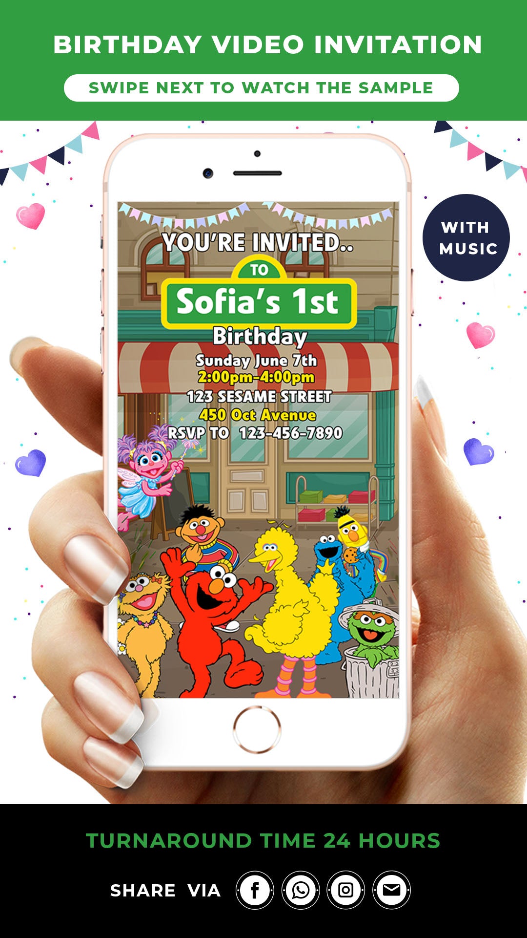 Sesame Street Digital Birthday Party Video Invitation – Crsticustomdesigns