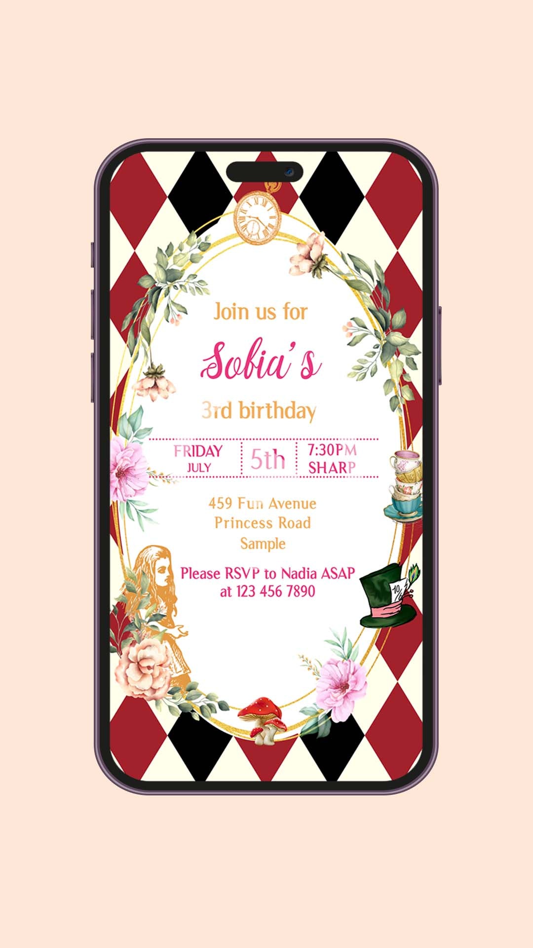 Alice In Wonderland Invitations Custom