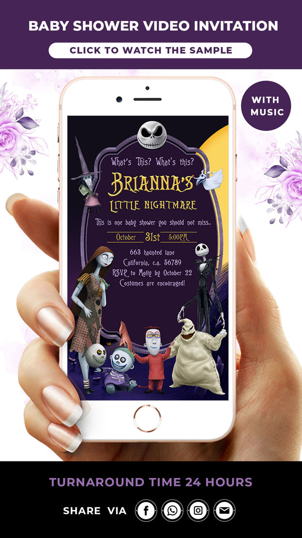 Nightmare Before Christmas Baby Shower Video Invitation – Crsti Custom ...