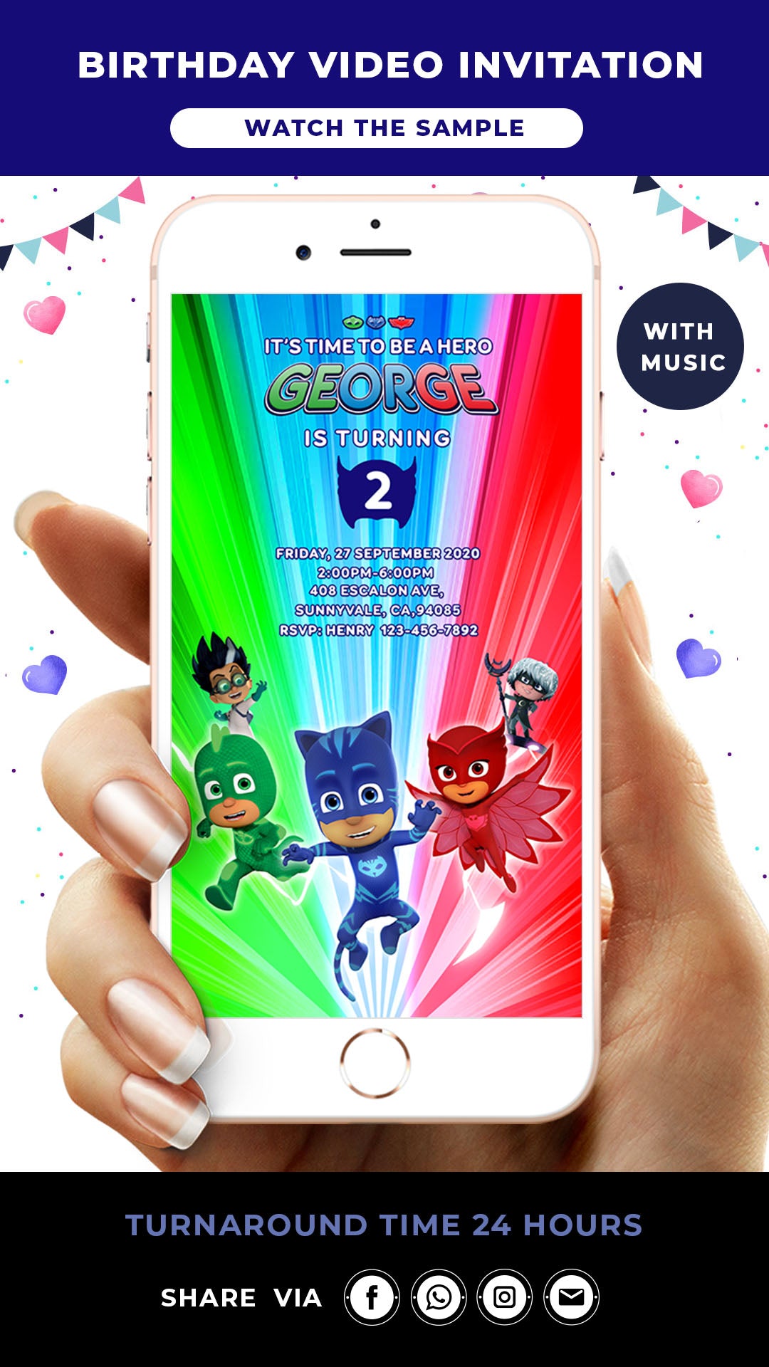 PJ Masks Birthday Video Invitation – Crsticustomdesigns